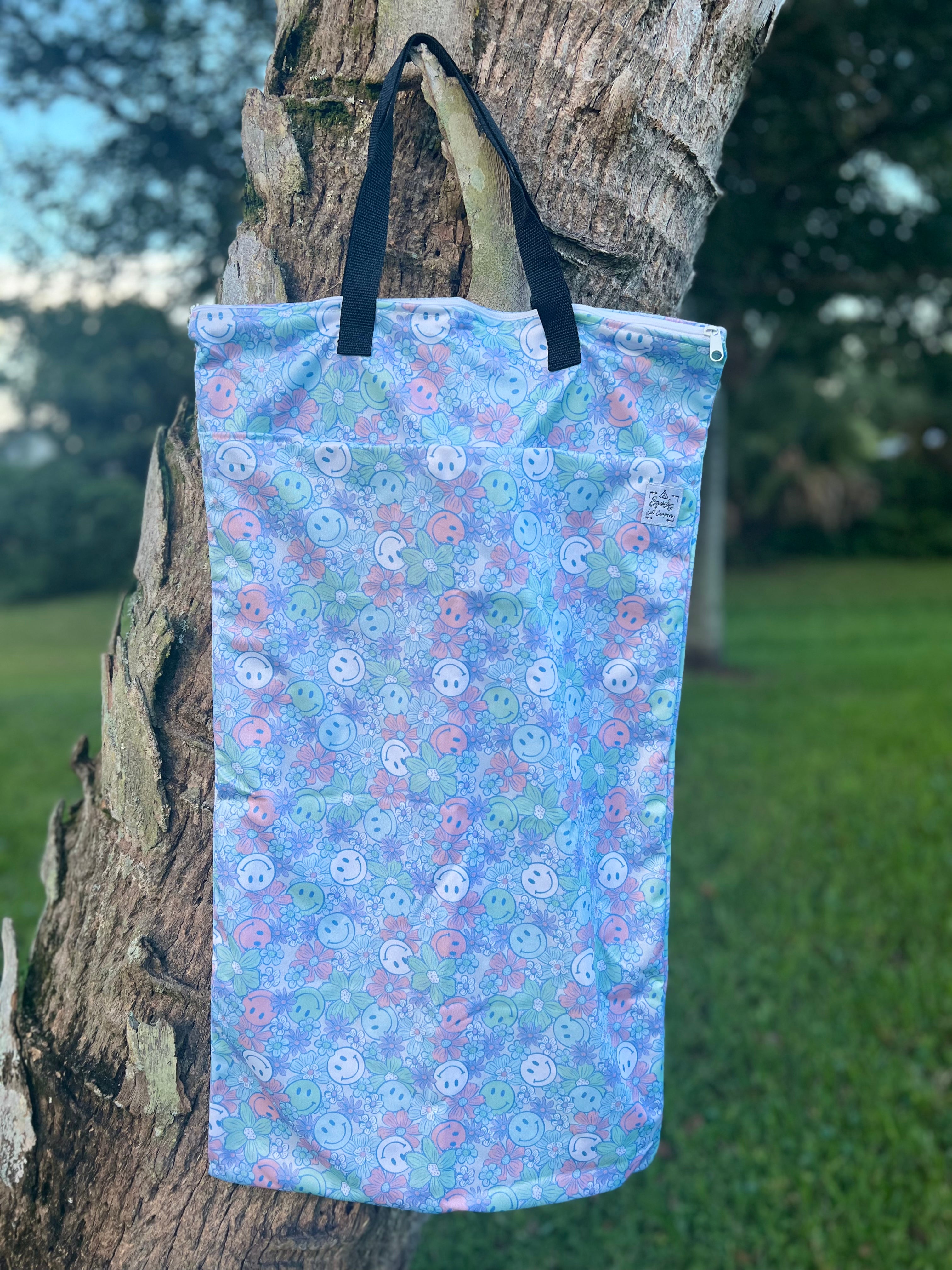 Floral Smileys-Hanging Wet Bag – Squishy Lil' Campers